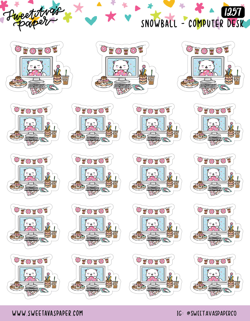 Coffee and Donut Desktop Planner Stickers - Icon Stickers - Snowball T ...