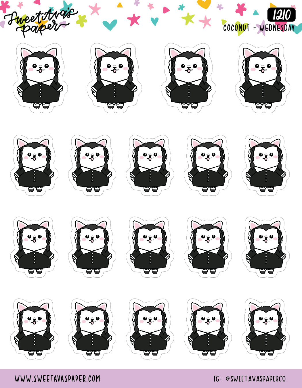 Wednesday Planner Stickers - Coconut the Puppy [1210] – Sweet Ava’s Paper