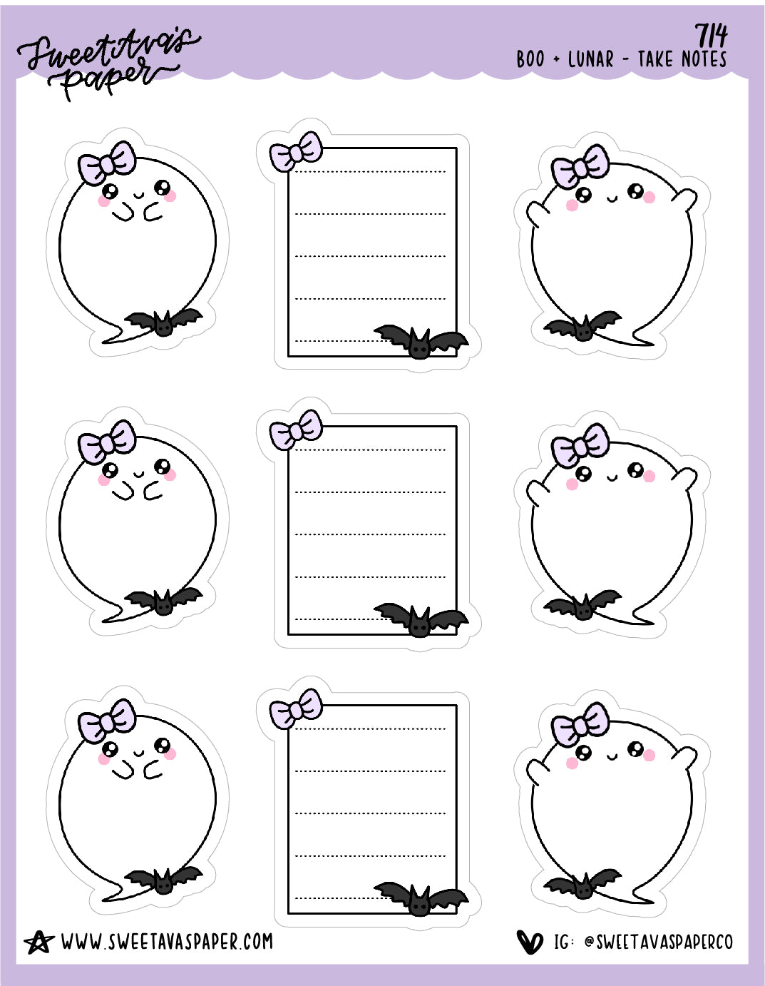 Spooky Notes Planner Stickers - Boo and Lunar [714] – Sweet Ava’s Paper