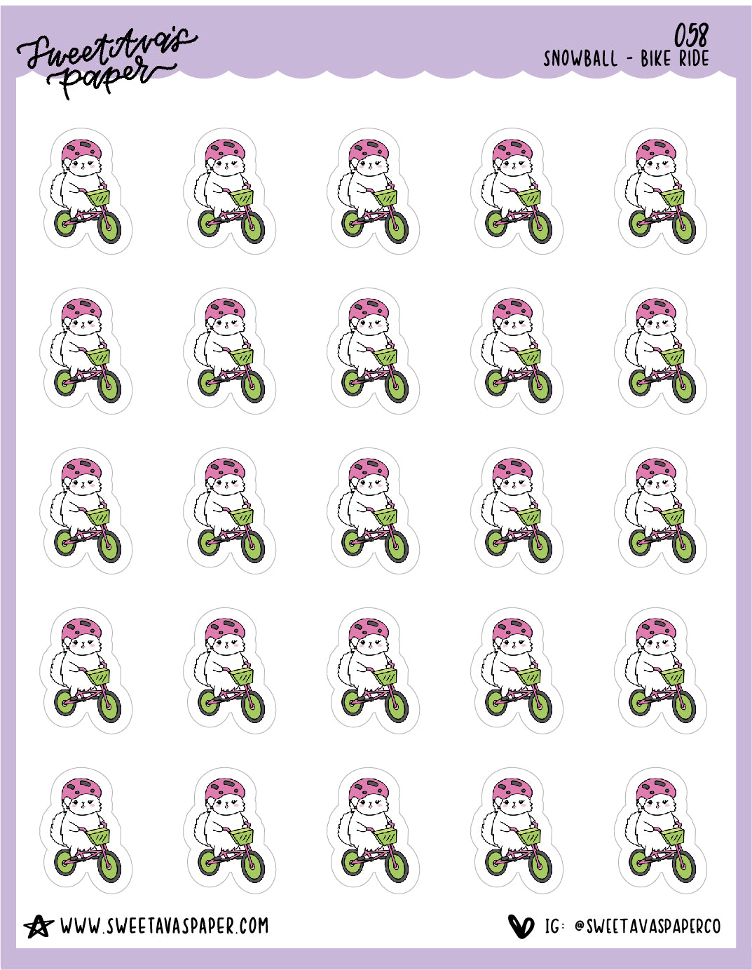 ICON SIZE - Bike Ride Stickers - Snowball The Cat - [058] – Sweet Ava’s ...