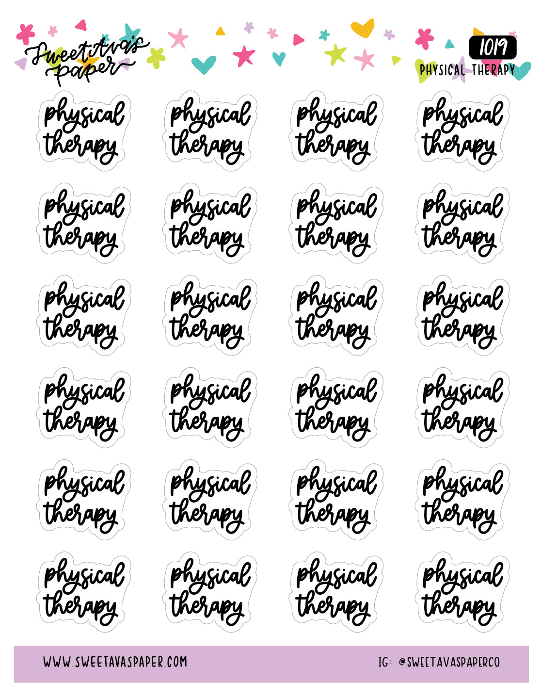 Physical Therapy Planner Stickers - Script / Text - [1019] – Sweet Ava ...