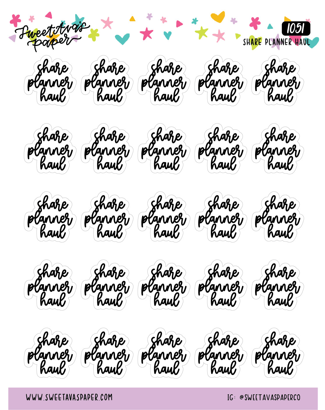 Share Planner Haul Planner Stickers - Script / Text - [1051] – Sweet ...