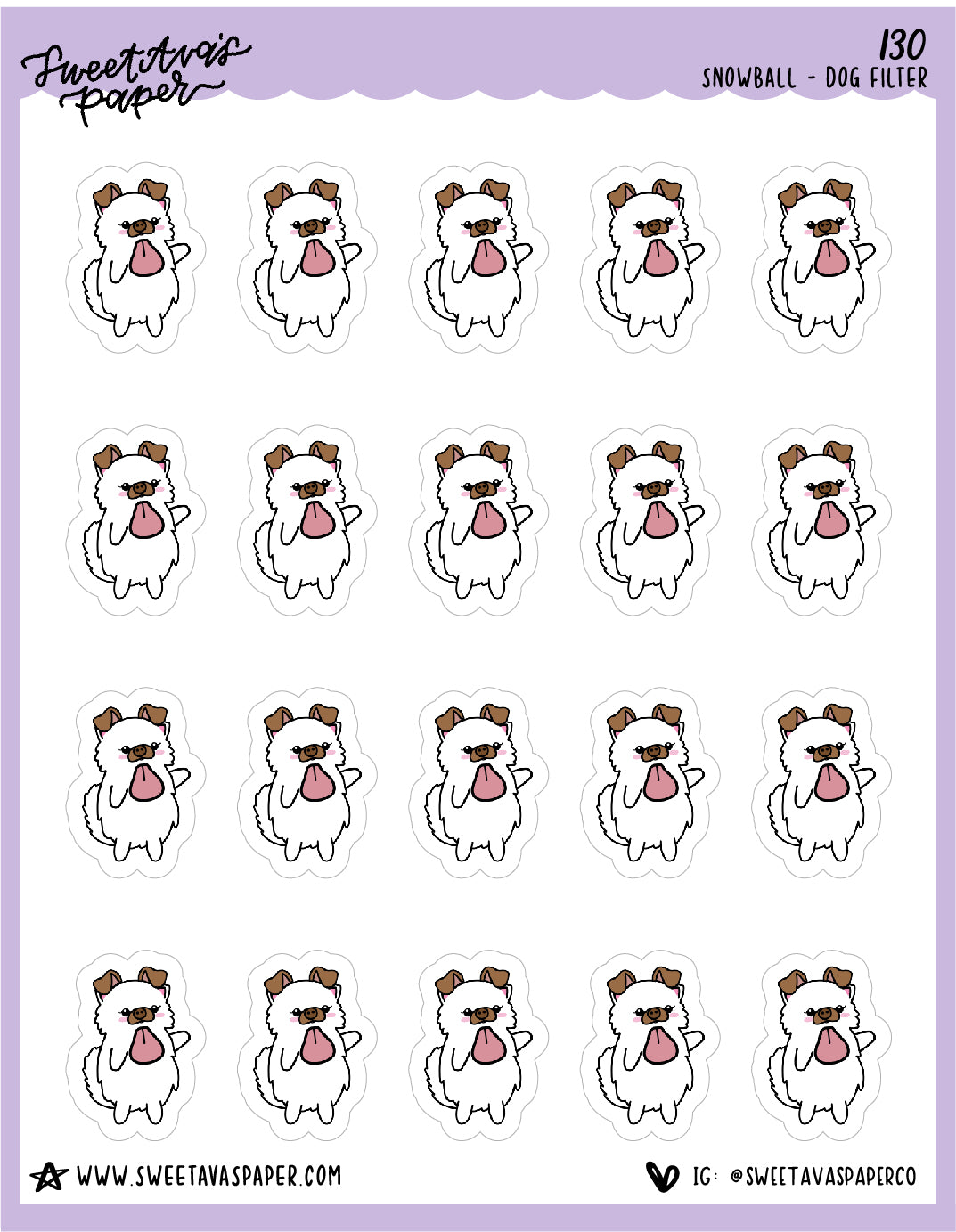 Dog Filter Stickers - Snowball The Cat - [130] – Sweet Ava’s Paper