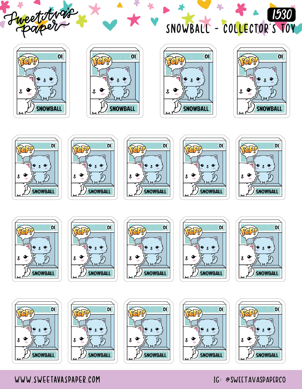 Snowball Cat Toy Figure Planner Stickers - Snowball The Cat - [1530 ...