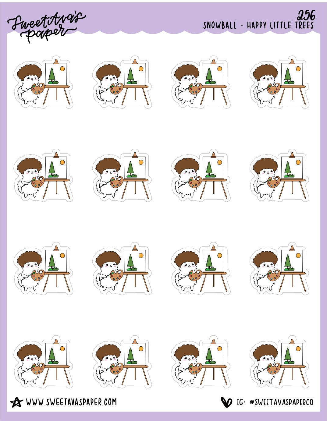 Happy Trees Stickers - Snowball The Cat - [256] – Sweet Ava’s Paper