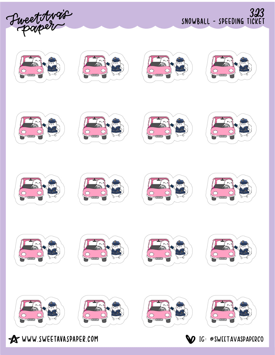 ICON SIZE - Speeding Ticket Planner Stickers - Snowball The Cat - [323 ...