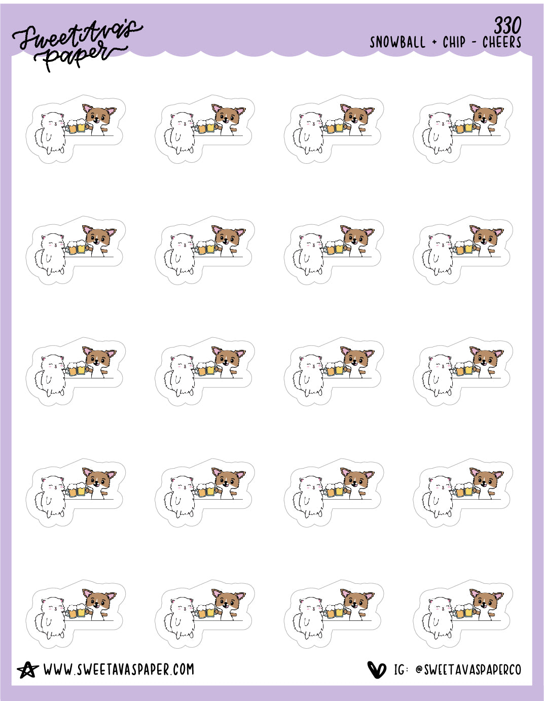 ICON SIZE - Happy Hour Drinks Planner Stickers - Snowball The Cat - [3 ...