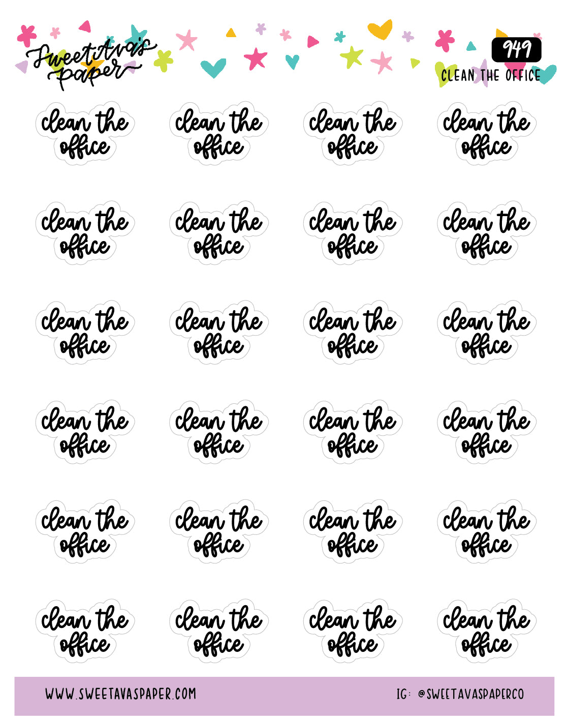 Clean The Office Planner Stickers - Script / Text - [949] – Sweet Ava’s ...