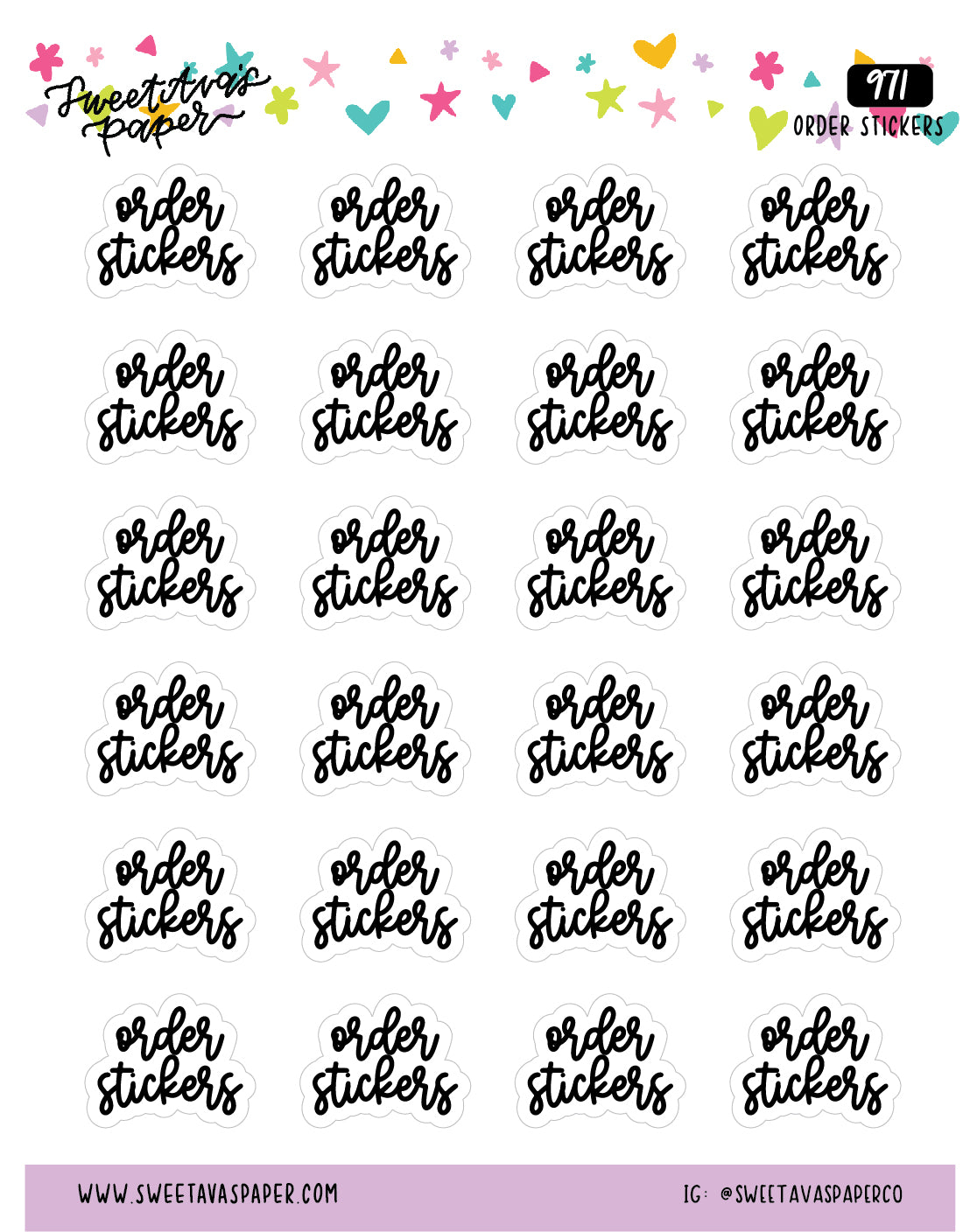 Order Stickers Planner Stickers - Script / Text - [971] – Sweet Ava’s Paper